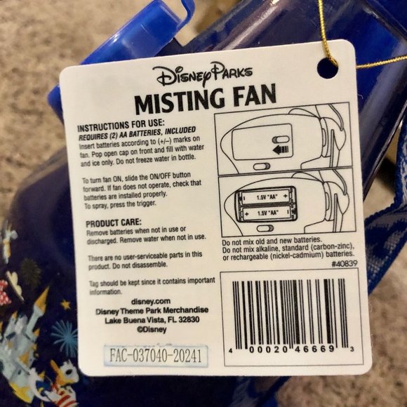 Disney | Other | Disney Misting Fan Used Battery Operated No Batteries ...